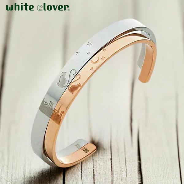 愛らしい猫のカップルと月と星、美しい夜の風景でデザインされたペアバングル。猫のしっぽを合わせるとハートが現れる可愛いデザインです。◆金属アレルギーの方でも安心素材のステンレス製◆医療器具にも使用されておりアレルギーが起こりにくいサージカルス...