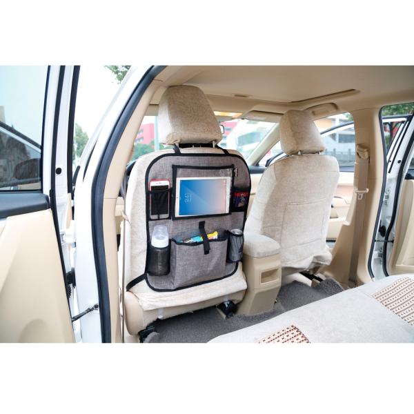 車の後部座席用の収納ポケット。たっぷりと収納できる6個のポケット付き。ボトル用の収納ポケットや、透明なポケットにはタブレットを入れることもできます。調節可能なストラップとバックルで簡単に取り付けることができます。さらに、PVCを不使用で舐め...