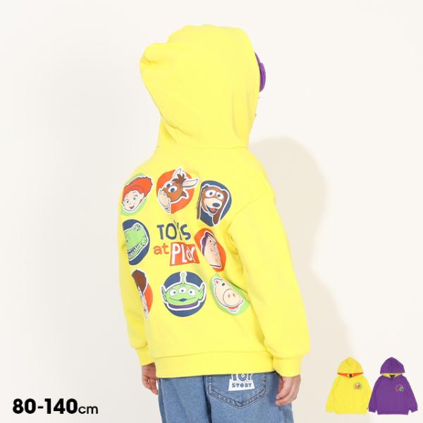 【一部店舗・WEB限定サイズ】140cmポップなボディカラーと背中のキャラクター達のフェイスプリントがおしゃれに目立つスウェットパーカー★フード内側の配色もトレンドポイント♪こなれ感漂うゆるっとシルエットで色んなボトムスとの相性がよく、着回...