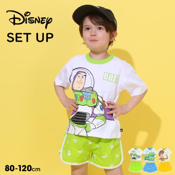 BIGなキャラクタープリントのTシャツと総柄ハーフパンツのお得なセットアップアイテム♪ポップなカラーとスポーティーなパイピングデザインが可愛い★さらっとした肌触りで吸汗性の良い天竺素材は、デイリー使いにもぴったり◎ベビーサイズ キッズ 男の...