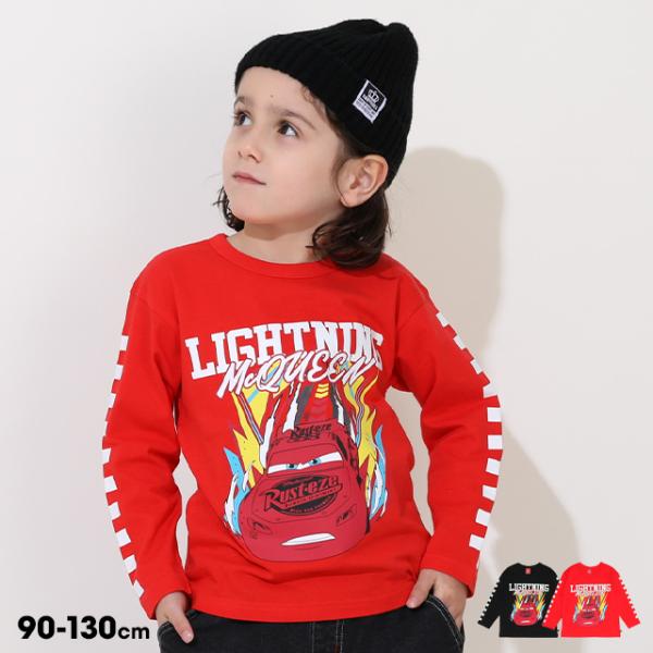 マックィーンのスピード感が感じられるイラストがかっこいいCARSのロンT★合わせやすいカラーとベーシックなシルエットなので通園・通学などデイリーコーデにもぴったり♪サラっと快適な天竺素材は丈夫で伸縮性が良く着心地も◎ベビーサイズ キッズ 男...