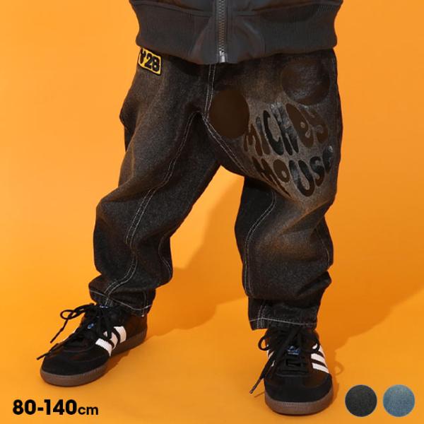 グランジテイストのデザインが今っぽいデニムパンツ★大胆なミツマルプリントがアクセントになって、おしゃれ度アップ♪トレンド感のある２色展開のデニムカラーで、いつものカジュアルコーデもぐっとこなれた印象に↑動きやすさもばっちりで、デイリーに大活...