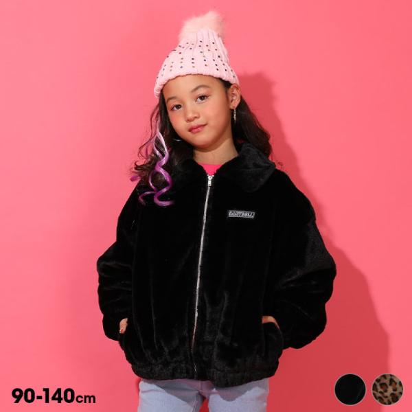 着るだけで可愛さMAXのふわもこファージャケットが登場♪シックで着回し力抜群のブラックとおしゃれなアニマル柄の２色展開★ふわっと軽く、手軽に可愛く防寒できる今年のオススメのガールズアウター★ベビーサイズ キッズ 女の子 女子 こども 子ども...
