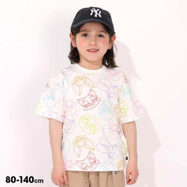 【WEB限定アイテム】大人気『ズートピア』のカラフルな総柄がかわいい半袖Tシャツ★人気キャラクター達が集合されたデザインで、着るだけでテンションアップ↑デイリーコーデに取り入れやすく、1枚でさりげなく存在感をプラス♪綿100％のやわらかな肌...