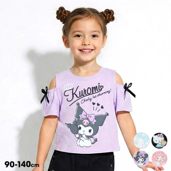 大人っぽい肩あきデザインでが可愛い、トレンド感たっぷりのガーリーTシャツ♪存在感のあるキャラクターデザインとリボンがキュートなアクセントに★やわらかな肌ざわりでさらっと着られる天竺素材は、伸縮性も良くデイリー使いにもぴったり◎ベビーサイズ ...