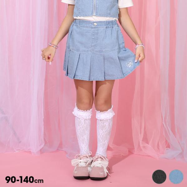 【セットアップアイテム】Aラインシルエットがトレンドライクなデニム素材のプリーツスカート♪ガーリーにも、カジュアルにも合わせやすい優秀アイテム★シーズンレスで使えるアイテムだから、長く着回せるのも嬉しいポイント◎同日発売のビスチェ付きトップ...