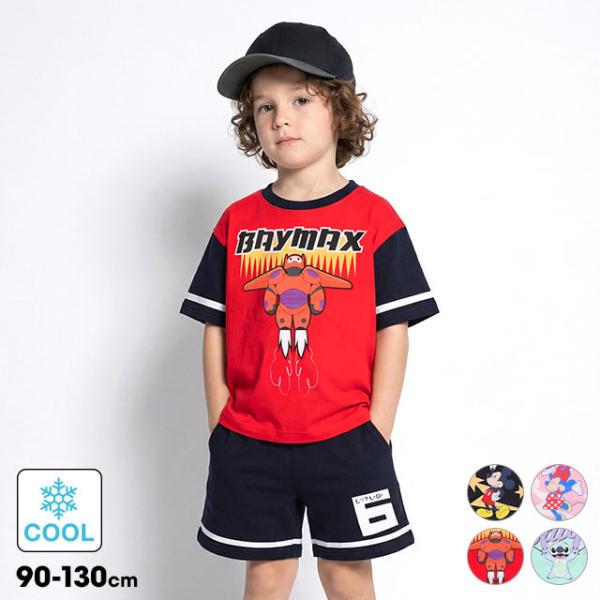 スポーティなユニフォーム風デザインがかわいい上下セットがお得★これひとつでおしゃれなコーデが完成しちゃう楽ちんアイテム♪BIGなキャラクタープリントとポップでカラフルなカラーバリもみんなの視線を独占★さらっとした肌ざわりと清涼感のある接触冷...