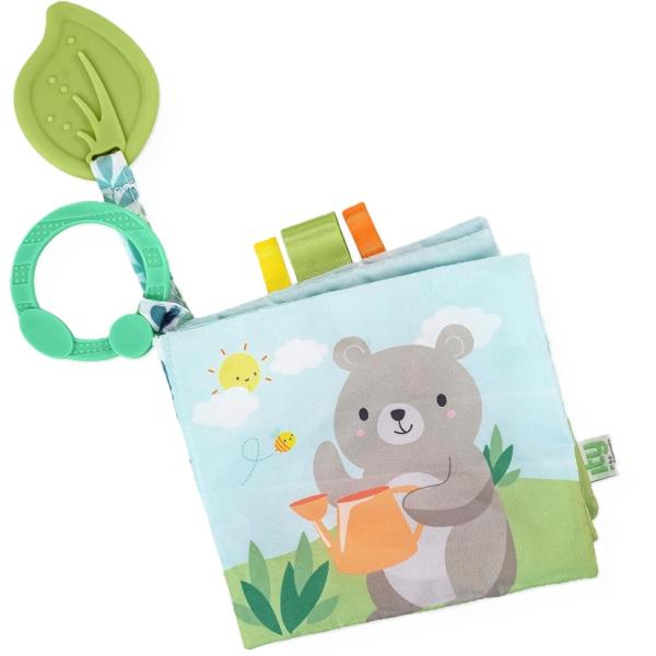 ★歯固めやリボンのついた布製絵本★絵本部分を握るとカシャカシャ音がします★リングを使ってベビーカーやベビーシートの、　バーなどへ取り付け可能です※リング内径は約4cm★安全基準/CE、ASTMF963、食品衛生法★ご使用前及び汚れた場合には...