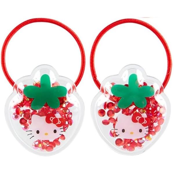 ★サンリオキャラのヘアゴム2個セット　髪留めはもちろん、カバンの目印にも使えます★かわいいヘアスタイルに欠かせないヘアアクセサリー　いちごの中のビーズが動くたびにキラキラ輝きます★マスコット部分サイズ(約)/横3cm×縦3.5cm　ゴム部分...