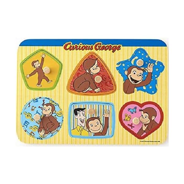 ★おさるのジョージをモチーフにした、　木の温もりあふれる木製パズルです。★かたちの名前が言えるかな？　カラフルなピースをヒントをよく見てはめてみよう！★集中力、形の認識力、指先の運動促進にオススメです。★サイズ/縦21cm×横30cm×厚み...
