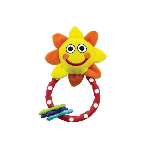 表と裏で、にっこり笑顔とねんねのダブルフェイス。お子様に（おはよう）と（おやすみなさい）と話しかけよう♪振ると優しいカラカラ音♪赤ちゃん大好きカミカミリング♪【お手入れ方法】　固くしぼった濡れ布巾で拭き、完全に乾燥させてください。　水洗いし...