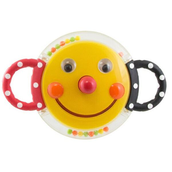 いつもにっこりスマイリー♪左右対称のくっきり笑顔が、赤ちゃんの目と脳の発達を育みます。ひっくり返していないいないばぁ！スマイリーと一緒に、赤ちゃんも笑顔に♪ 真っ赤なお鼻はキューキュー鳴るよ♪ ころころビーズのやさしい目赤ちゃんが握りやすい...