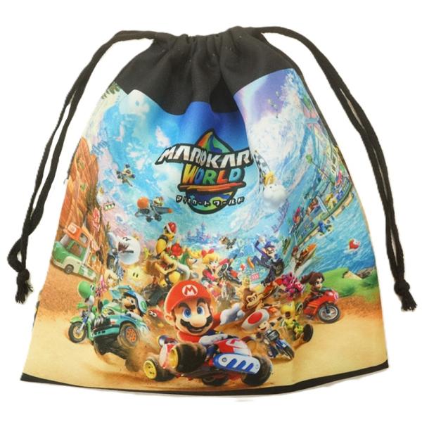 ★体操着袋 体操着入れ シューズ入れ　シューズバッグとしても。★素材/ポリエステル100％★製品サイズ(約)/幅27cm×縦28.5cm★中国製★発売元/株式会社サンアート【スーパーマリオ マリオカート】
