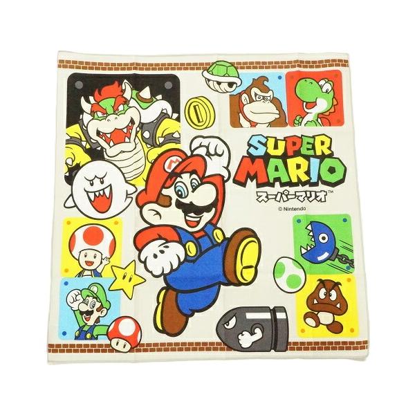 ★お弁当箱包みに。　ランチタイムのお弁当箱敷きに★素材/綿１００％★製品サイズ/約43×43cm★日本製★製造元/スケーター株式会社ランチ　マリオ【スーパーマリオ マリオカート】