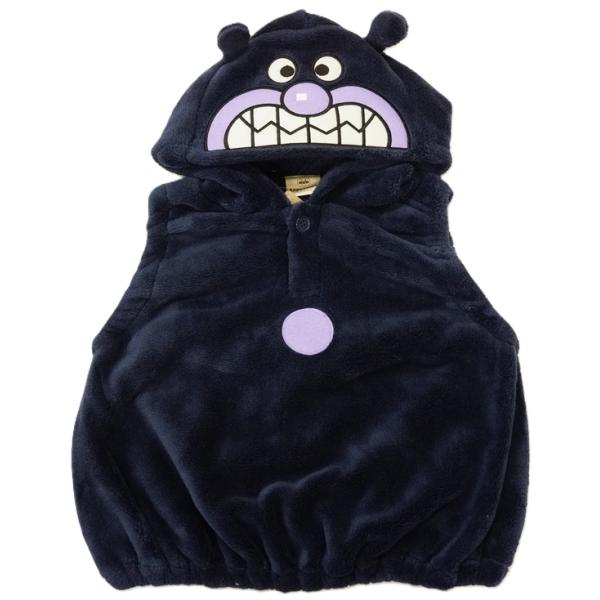 ★それいけ！アンパンマンシリーズ♪★秋冬に適した、あったか素材のフリースベスト★かぶりタイプのベストだから、　パジャマの上や長袖Ｔシャツの上に　頭を通しやすい首元にボタン留め有　さっとかぶってふわふわもこもこ可愛く変身ベスト　お風呂上りや寝...