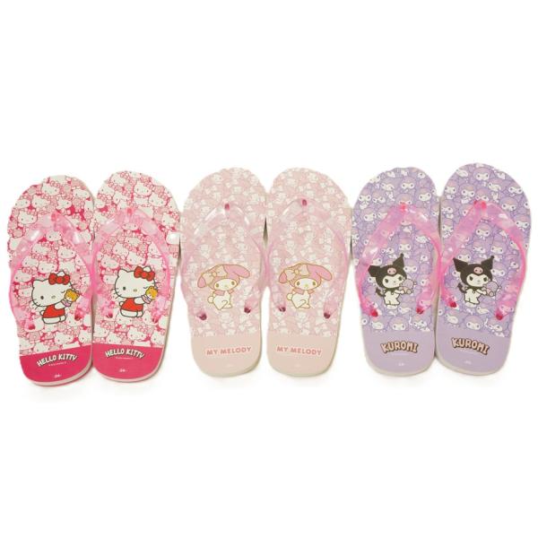 SANRIO CHARACTERSサンリオキャラクターズHELLO KITTYハローキティMY MELODYマイメロディKUROMIクロミ可愛いキャラクタープリントのビーサン★浜辺やビーチサイドなどでの夏の必需品！★原産国/中国★発売元/株...