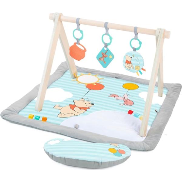 ★くまのプーさん、ぶたのピグレット、　とらのティガーが描かれたプレイジム。★木製のトイバーはコンパクトに折りたためるので　収納にも便利です。★柔らかい色使いでお部屋のインテリアにも　合わせやすいカラーです。★おもちゃは取り外し可能で、ベビー...