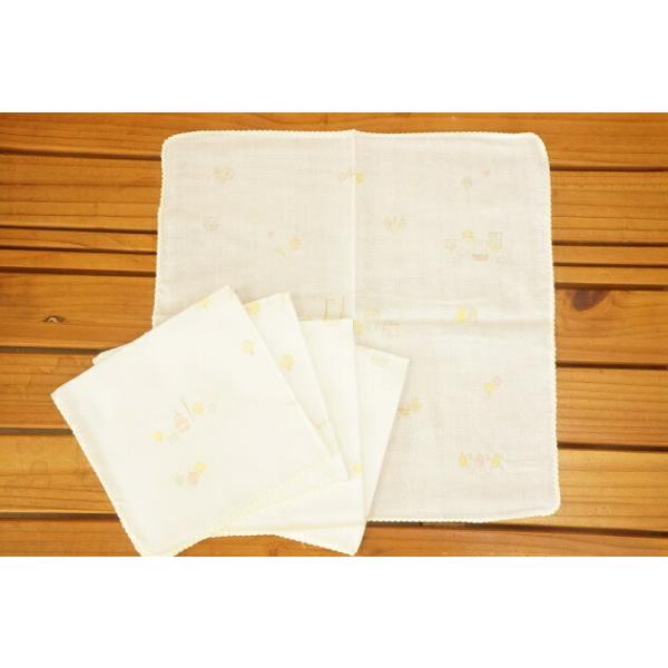 ★ガーゼハンカチ（32cm×32cm）5枚★汗拭きに、浴用に、お肌のお手入れに。★無蛍光★打ち込み本数/100本程度★2枚合わせ★素材/綿100％★原材料・加工共に日本★発売元/株式会社シンクビー※打ち込み本数とは　1インチ四方に織り込まれ...