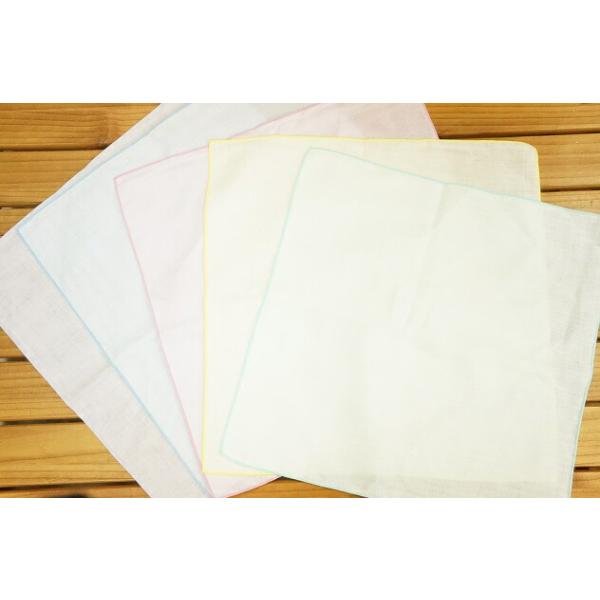 ★ガーゼハンカチ（35cm×35cm）5枚　ピンク/イエロー/ブルー/パープル/グリーン各1枚　5色のカラーで使い分け出来て、便利です。★ちょっと大きめの35センチ四方だから、　半分に折って三角形にすればスタイに大変身！★打ち込み本数/10...