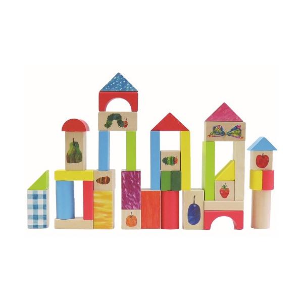 ■はらぺこあおむし、ふとっちょあおむし　蝶、りんご、いちごなど　絵本「はらぺこあおむし」でおなじみのイラストが　プリントされたブロック入り。■握る・積む・並べることから、　かたち遊びやごっこ遊びまで　お子様の成長に合わせて長く遊べます。■横...