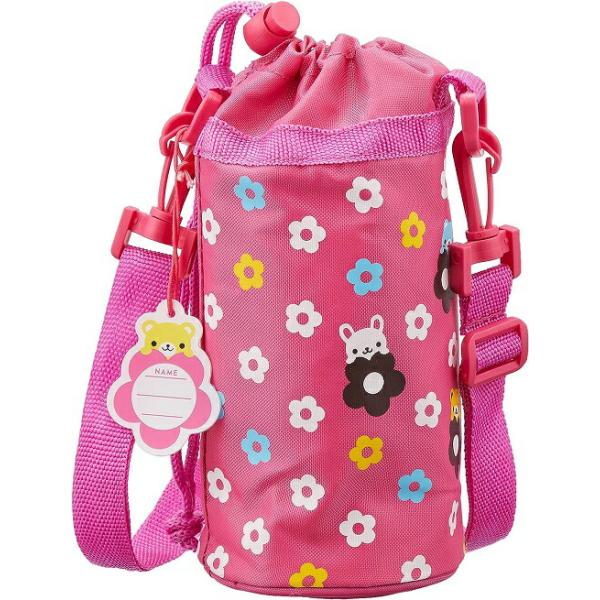 ■うさぎ、くま、ねこ、お花のプリントされた　キャラクターペットボトルカバー。■500mlサイズ、直径約70mm以内の　ペットボトルに対応可能。　(※ペットボトルの形状によっては　ご使用いただけない場合がございます。)■開閉口はペットボトルを...