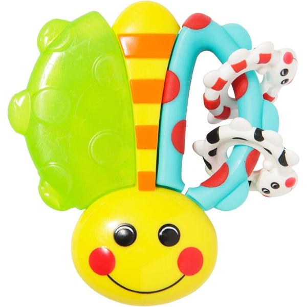 冷蔵庫でひんやり冷やしてから、赤ちゃんにどうぞ♪てんとう虫の羽にちっちゃなてんとう虫が2つ、動いてたのしい歯固めラトルです。振るとカラカラ鳴るビーズ入り。 【ご使用の目安】3ヵ月〜【サイズ】幅10×奥行4×高さ10cm【重　さ】58g【材　...