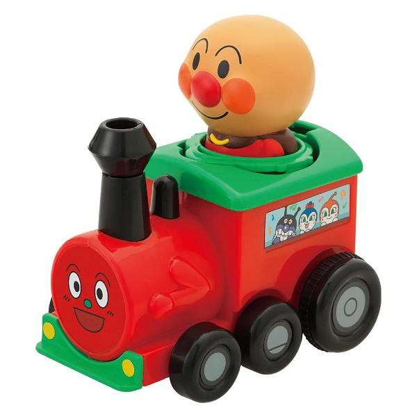 ■アンパンマンの頭を押すと　ゼンマイが巻かれて、　手を離すと勢いよく走り出すよ！■バイキンマン、コキンちゃん、　ドキンちゃん、メロンパンナちゃん　チーズ、カレーパンマンが　楽しそうに窓からのぞいているね♪■電池は不要のおもちゃです。■サイズ...