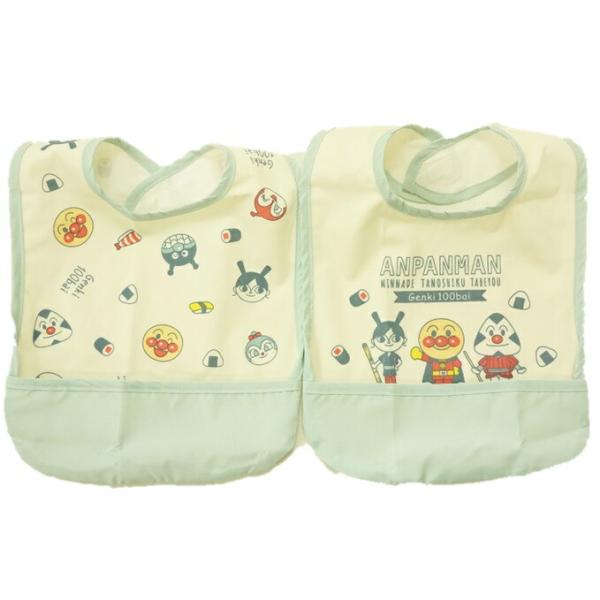 ★ANPANMANと一緒に楽しくお食事♪　大好きだからがんばれる！　エプロン下部のポケットを裏にひっくり返せば、　フラットなエプロンになります★前身頃　防水タイプ★使い捨てせはありません　洗濯して繰り返しお使いいただけます★着脱かんたん！マ...