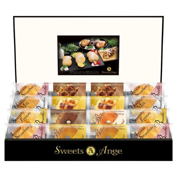 ●ベルギーワッフル（プレーン）×2個、ベルギーワッフル（ショコラ）×2個、ベイクドドーナツ（プレーン）×2個、ベイクドドーナツ（ショコラ、ストロベリー）×各1個、ブッセ（あまおう苺）×4個、ブッセ（北海道ミルク、瀬戸内レモン）×各2個●箱2...