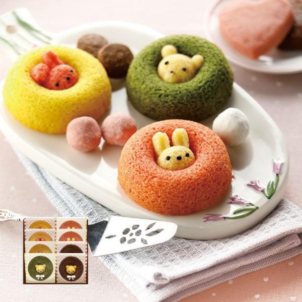 ●カリーノ・アニマルドーナツ（うさぎイチゴ・くまココア）×各2（うさぎプレーン・うさぎバナナ・くま抹茶・くまキャラメル）×各1●箱21.0×20.7×8.5cm（日本製）●賞味期限／60日（製造日より）※(H)おまかせ包装は当社指定の包装紙...