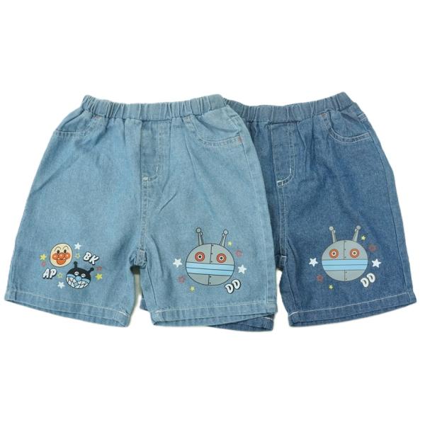 小さな子供も大好き！アンパンマンシリーズアンパンマンばいきんまんだだんだんのプリントで気分も上がっちゃう暑い夏にも履きやすい薄手のデニムパンツお子様の動きを妨げないやわらか素材のボトムスです保育園や子供園などのお着替えパンツにも★ゴム取替え...