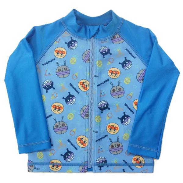 ★小さな子供も大好き！アンパンマンシリーズ　前開きになるから水着の上から羽織りやすい　ジップアップラッシュガード　海水浴や、プール、水遊びなどのＵＶ対策に！　紫外線遮へい率90％以上で　縦横に伸縮性が良く動きやすい！　2wayトリコット素材...
