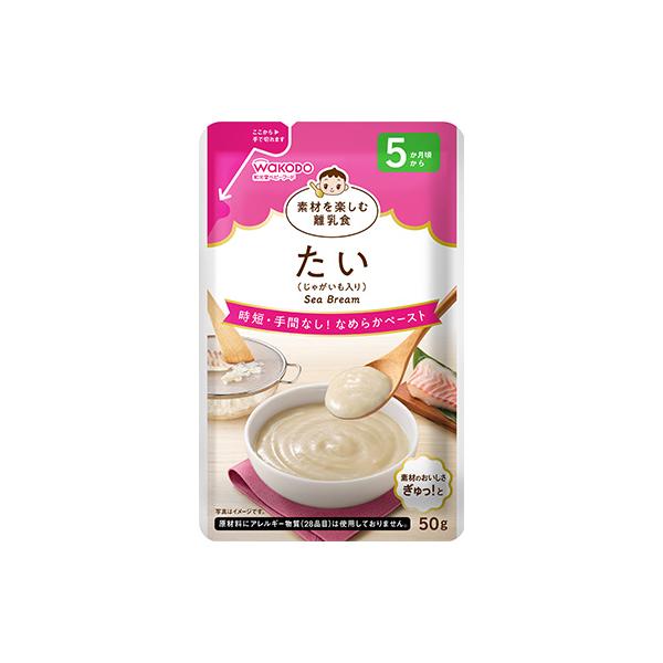 味付けはせず、素材を活かしたシンプルな原材料で、素材本来の味わいを楽しめるなめらかペーストのベビーフード。お皿やスプーンに注ぎやすい注ぎ口で、冷凍保存時の製氷容器にも注ぎやすいパウチ。調理が大変なたい（国内製造）をなめらかに裏ごしし、より食...