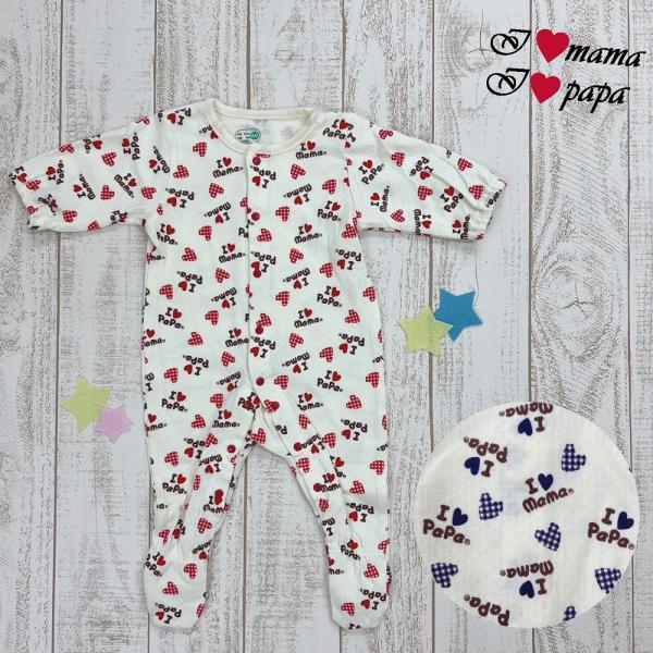 秋冬におすすめ！足つきで足まで暖かいカバーオール。前開き、股下はスナップ止め、着替えやおむつ替えも楽チン。首が座って動き回る赤ちゃんのおなかが見えない、ワンオール。抱っこしても、寝返り打っても、寝冷えの心配なし!●カラー：レッド、ブルー●サ...