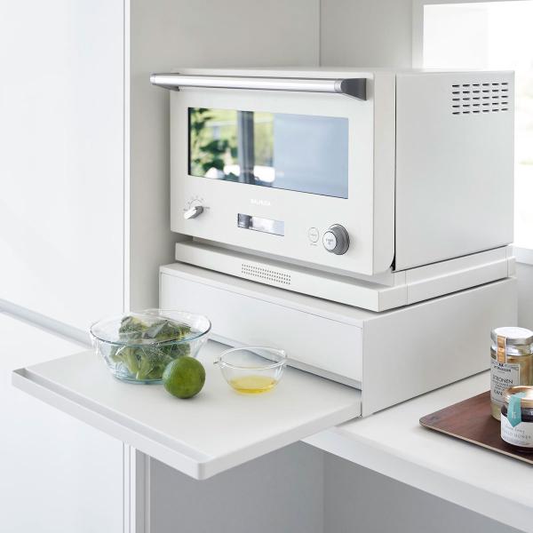 ・ブランド：YAMAZAKI（山崎実業）/日本・ジャンル：スライドテーブル・主な素材：スチール 粉体塗装（本体）/ポリプロピレン（レール部分）/シリコーン（クッション、ストッパー）・生産国：中国・サイズ：約W450xD393〜640xH13...