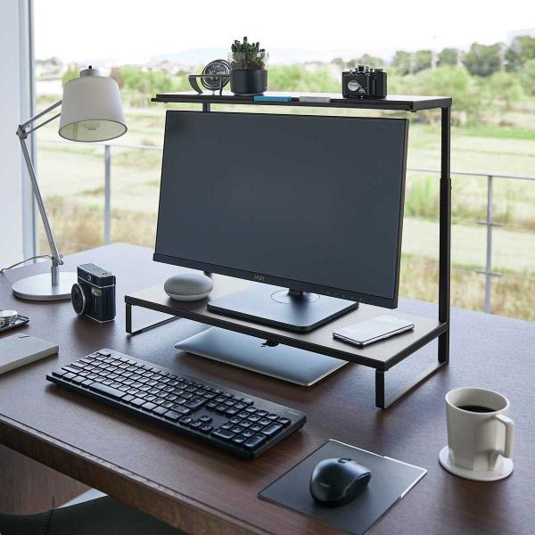 ・ブランド：YAMAZAKI（山崎実業）/日本・ジャンル：モニター台・主な素材：スチール 粉体塗装（本体）/シリコーンゴム（クッション）/ポリプロピレン（キャップ）・生産国：中国・サイズ：約W590xD275xH380-650mm（調節ネジ...