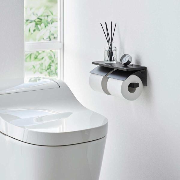 ・ブランド：YAMAZAKI（山崎実業）/日本・ジャンル：トイレットペーパーホルダー・主な素材：スチール 粉体塗装・生産国：中国・サイズ：約W285xD120xH85mm・内寸サイズ：約W134xD65xH20mm（バー片側あたり）/約W2...