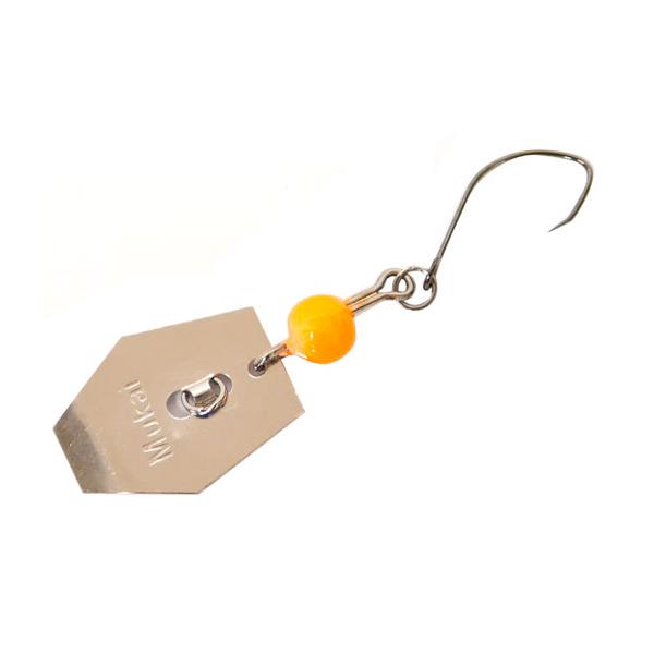 ムカイフィッシングビーチャター　M1110◆全長：15mm◆ウエイト：2.2g★ブレイドの波動とフラッシングで魚にアピール。ブレードで寄せられた魚が、バイトボールにたまらず喰いつく！寄せと喰わせを兼ね備えた小型チャターベイトです。水中での姿...