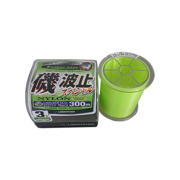 ラインシステム磯／波止スペシャル　平行巻　ナイロン　3号■素　材 : ナイロン〈比重：1.14〉■ラインカラー : イエローグリーン■長　さ : 300m（LB SYSTEM 75m＋75m＋75m＋75m）ラインの重要性を知る釣り人の為に...