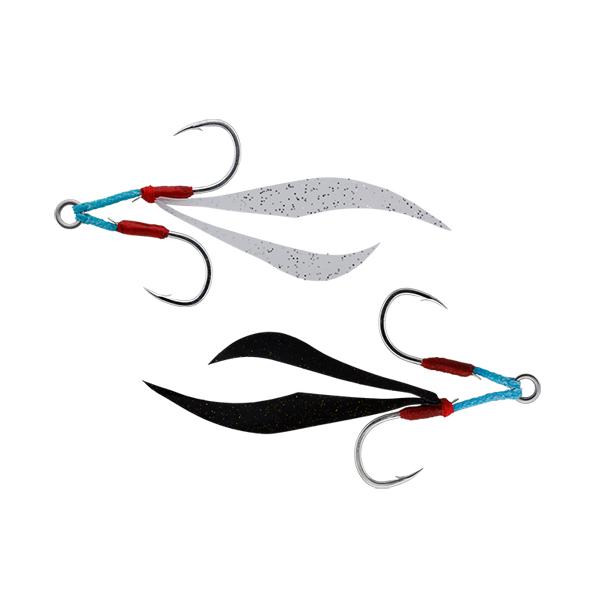ジャッカル　フラッグトラップ用スペアフック　フロント/Mサイズ■Type：ツイン仕様■Quantity：2本入り(シルバー＋ブラック 各1本)★ターゲットを選ばない魅惑のトラップ。フラッグトラップ専用設計アシストフック。