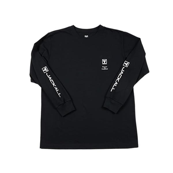 ジャッカル　ロングスリーブTシャツ　LT-A001■サイズ：S,M,L,XL,XXL■素材：コットン50％　ポリエステル50％■カラー：ブラック/グレー★存在感のある両袖のJACKALLロゴプリントは、釣り場でのアイコン。厚手でしっかりとし...