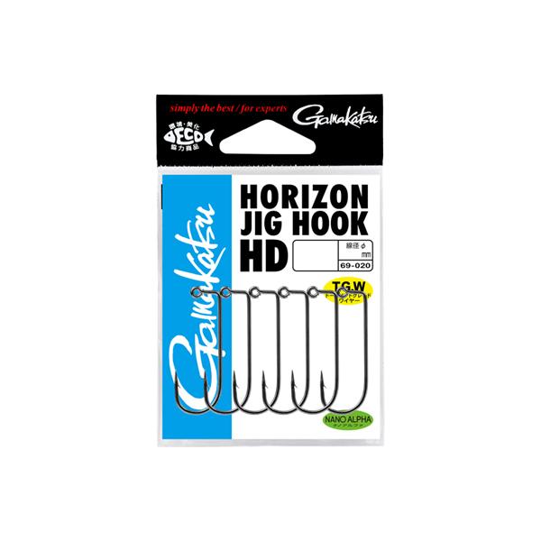 ガマカツ　ホリゾンジグフックHD■号数：#2,#1,1/0,2/0■入数：6本高強度・強靭性のトーナメントグレイドワイヤー(T.G.W)素材を使用し、線径を太軸に設計したジグフック。ベイトタックルでも使用可能な強度を保つためバマストに最適。...