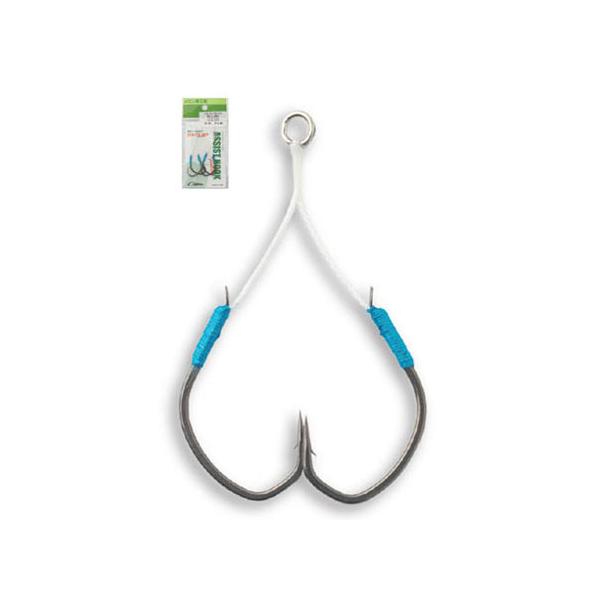 メロン屋工房/Melonyaアシストフック　シガーライトホールド　ツインフック　フッ素加工◆入数：2本入★オーナー社にてジガーライトホールドにフッ素加工を施した別注生産のフックに、YGKよつあみ社アルゴンPETを組み合わせたライトジギングや...