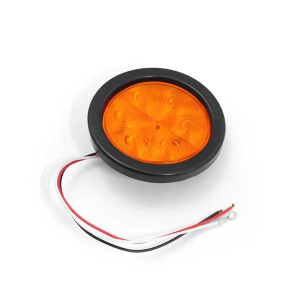 OPTRONICS (オプトロニクス)　LEDライト　【配線グロメット付きセット】4インチ（約10cm）　ラウンド型LED　OPTRONICS社製LEDラウンドライト+OPTRONICS社製グロメット+専用３ピン接続プラグのセット(1)赤【...