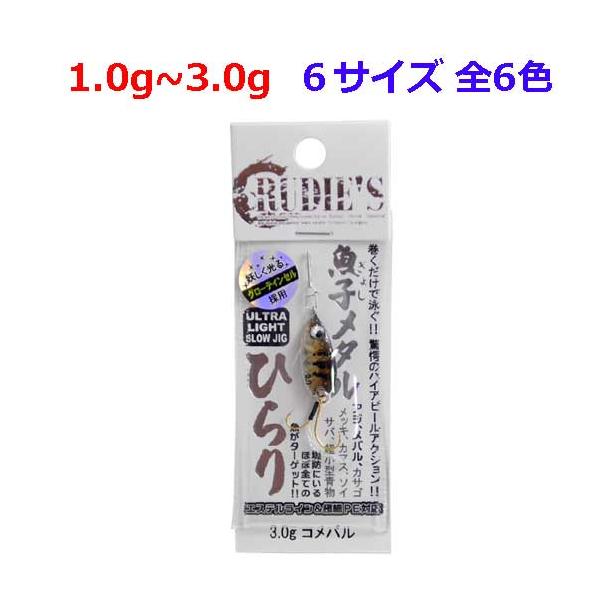 RUDIE'S（ルーディーズ）魚子メタル〜ひらり〜フォールで魅せる五目特化型マイクロメタル！■入り数：1個■付属品：シングルフックｘ2水流を掴むための幅広ボディーとスイミングを生み出すS状設計により、巻きでもフォールでもひらひらと艶めかしい...