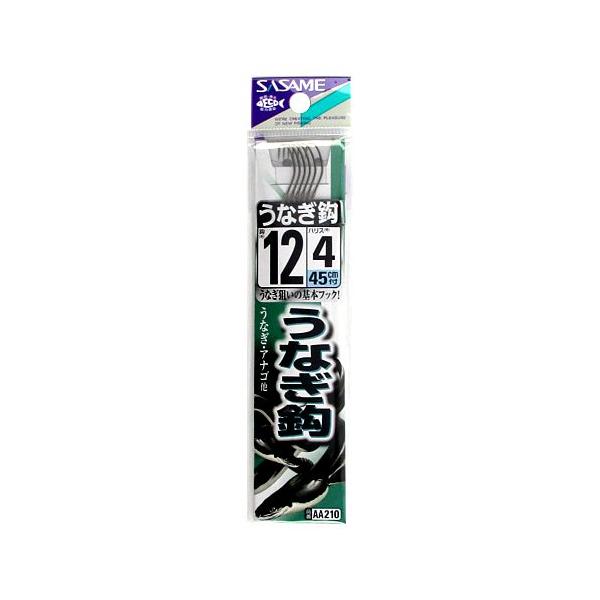 うなぎ・アナゴ類の長物専用設計フック。鈎先が短く細長軸で吸込みと貫通性能、魚の保持力が抜群。号数（号）：12号ハリス号数（号）：4号6本入