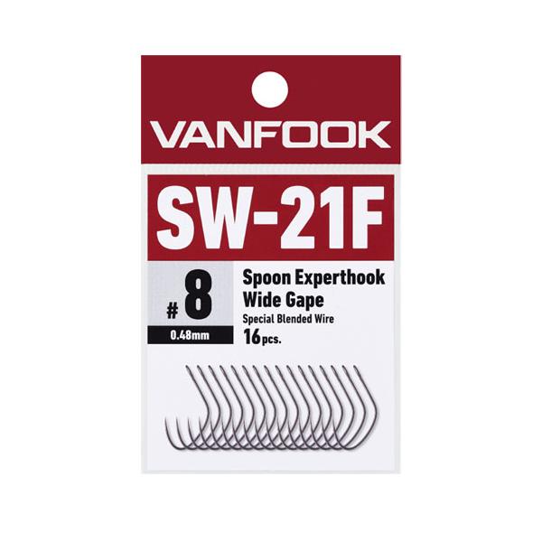 ヴァンフックスプーンエキスパートフック　ワイドゲイプ　SW-21F　ファインワイヤー◆入数：16本入◆サイズ：＃9/＃8/＃7/＃6◆カラー：フッ素ブラック★ルアー・釣法を選ばない、クセがなく誰にでもフィットする、そんなSPシリーズのコンセ...