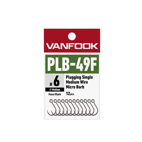 VAN FOOK/ヴァンフック　プラッギングシングル ミディアムワイヤー マイクロバーブ■カラー：フッ素ブラック■入り数：12★渓流・源流域でのプラッキングを前提に開発されたシングルフック。4cm以下の小型ミノーから6cm前後のミノーまで渓...