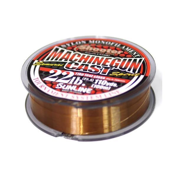 SUNLINE/サンラインShooter Machinegun Cast/シューターマシンガンキャスト◆素材：ナイロン◆糸色：ニューアットブラウン◆巻き数：100m◆サイズ：22lb、25lb、30lb※50mでシールマーク入り★1日何百〜...