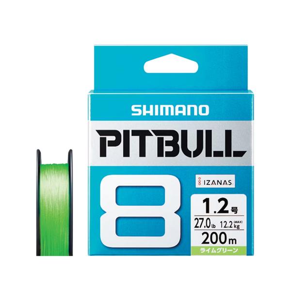シマノピットブル8■長さ：150m■カラー：ライムグリーン■編本数：8本■サイズ：0.6、0.8、1、1.2、1.5、2号・しなやかさと、なめらかさを両立。超低伸度ルアーキャスティング用PEライン。